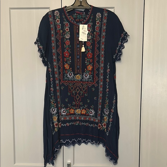 Johnny Was | Tops | Johnny Was Blue Embellished Tunic | Poshmark